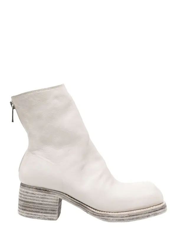 Guidi Square-toe Leather Ankle Boots - Grey