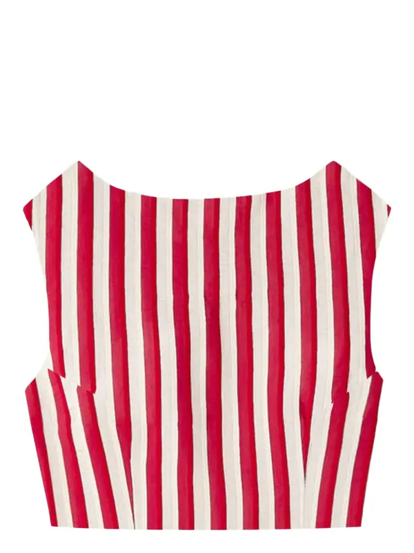 DESTREE Richard Striped Crop Top - Red