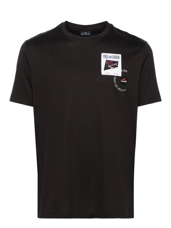 Paul & Shark Logo-patch Cotton T-shirt - Black
