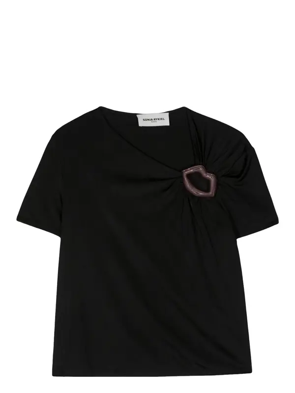 Sonia Rykiel Paris Mouth-detail Jersey T-shirt - Black