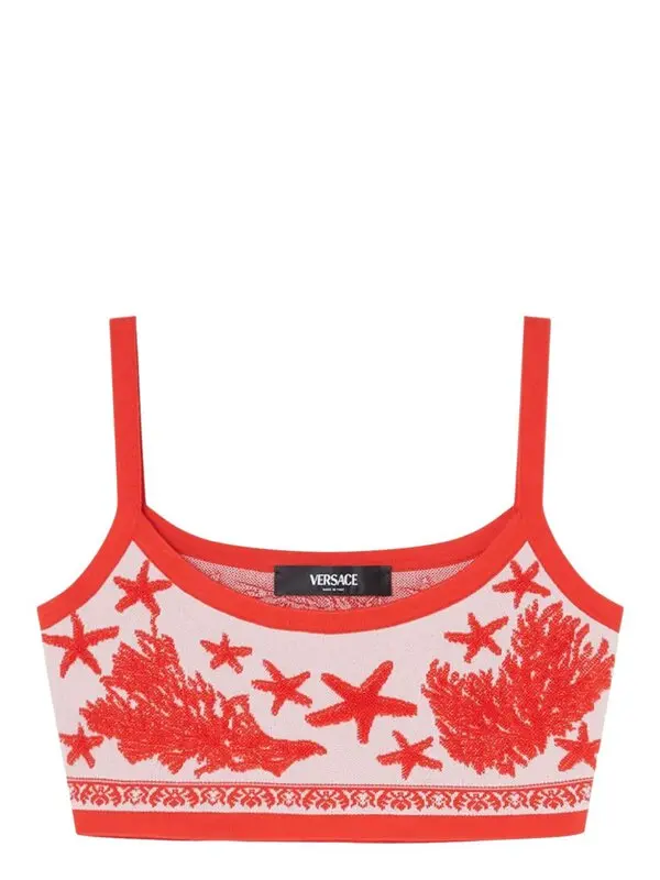 Versace Barocco Sea Knitted Crop Top - Pink