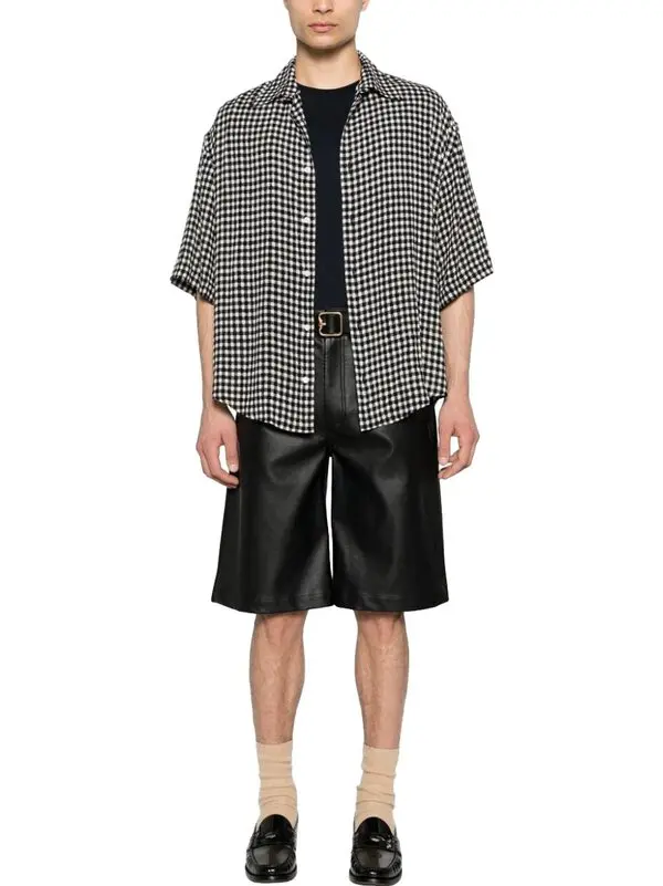Ami Gingham-check Short-sleeve Shirt - Black