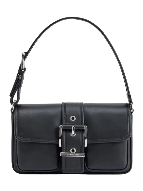 Michael Kors Buckled Leather Shoulder Bag - Black