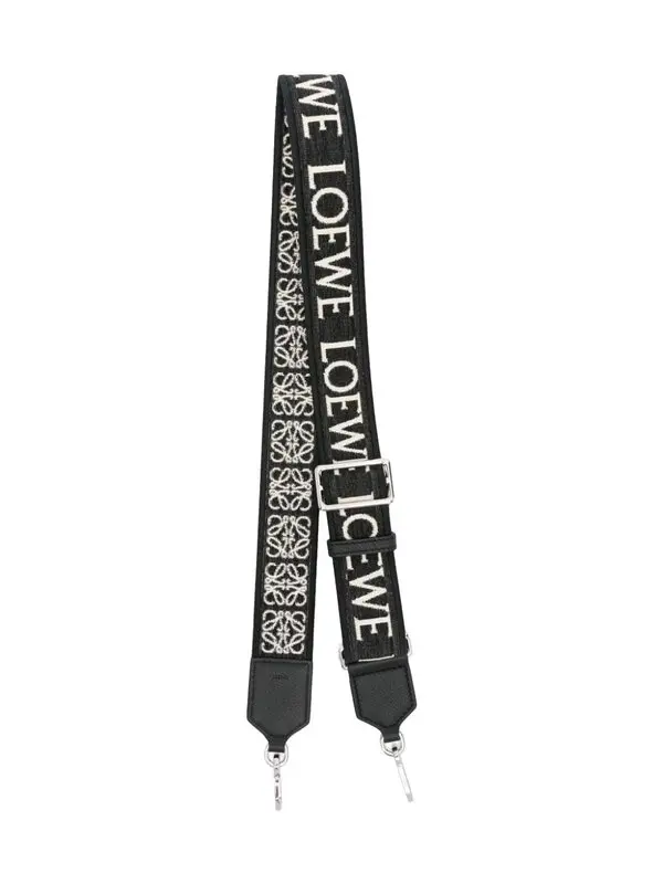 Loewe Anagram-jacquard Reversible Shoulder Strap - Black