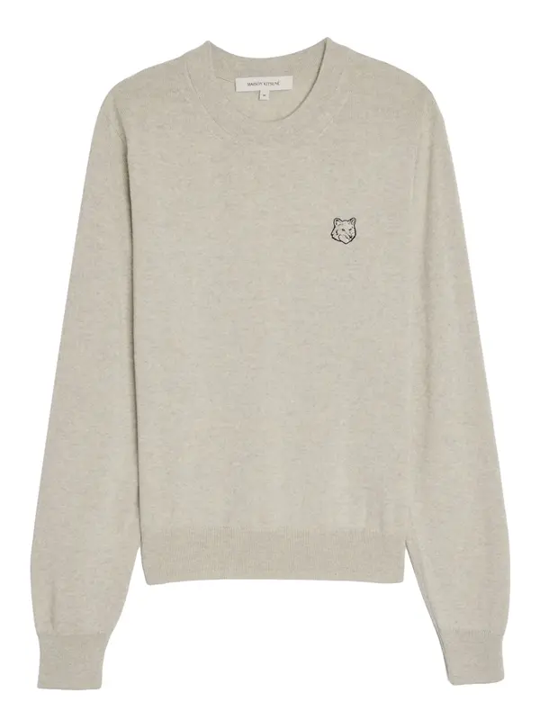 Maison Kitsuné Logo-embroidered Merino Jumper - Neutrals