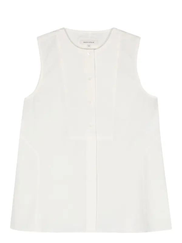Maison Kitsuné Crinkled Sleeveless Shirt - White