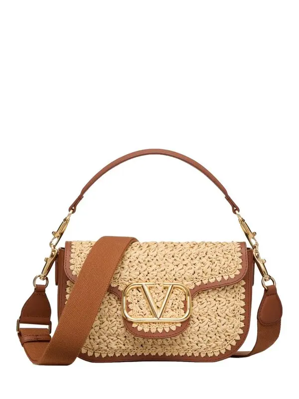 Valentino Garavani Alltime Raffia Shoulder Bag - Neutrals