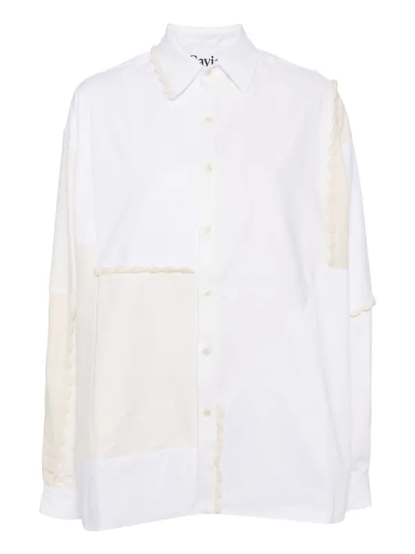 CAVIA Panelled Crochet-trim Shirt - Neutrals