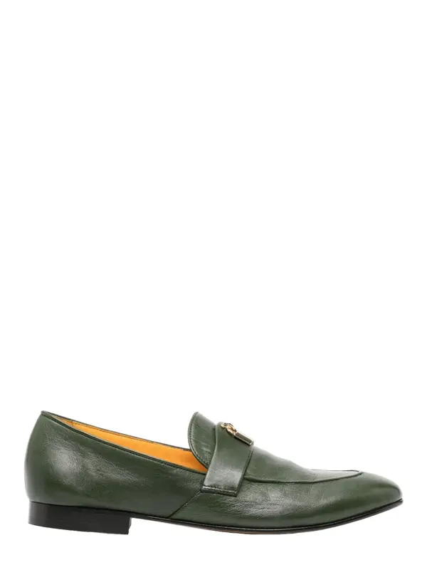 MADISON.MAISON Lock Leather Loafers - Green