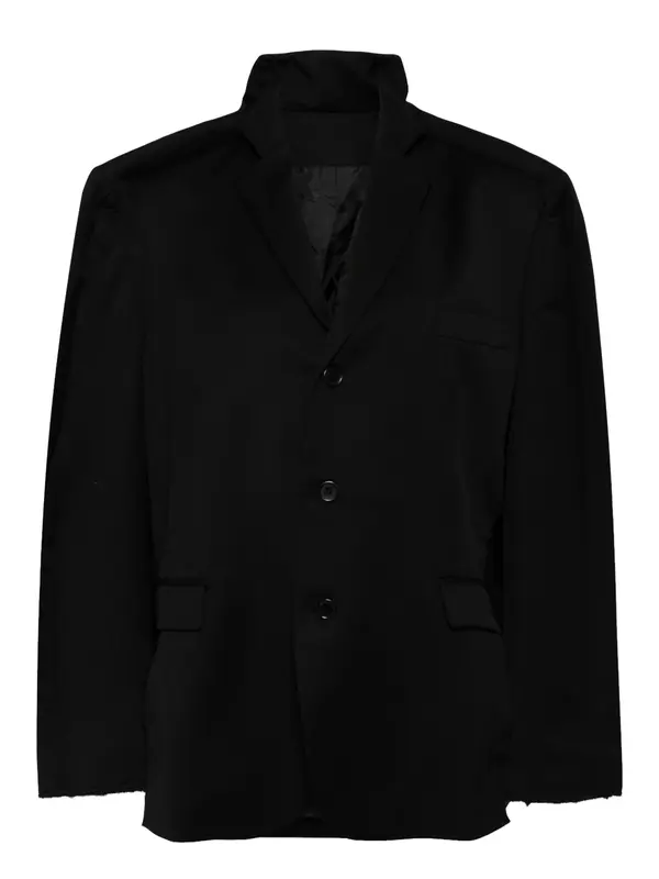 PROTOTYPES Frayed-edge Single-breasted Blazer - Black