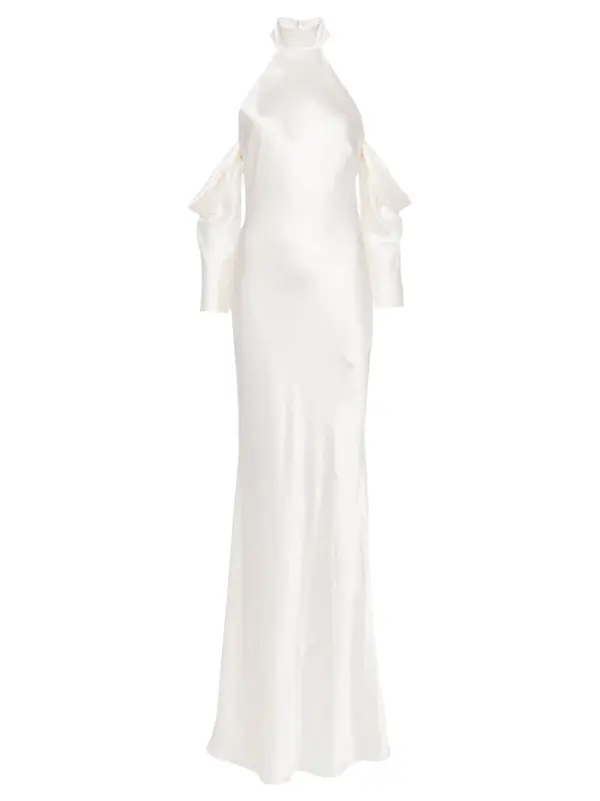 Michelle Mason Halterneck Gown - Neutrals