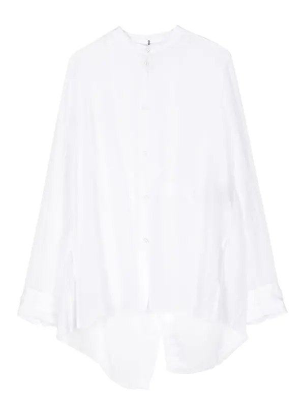 Masnada Semi-sheer Band Collar Shirt - White