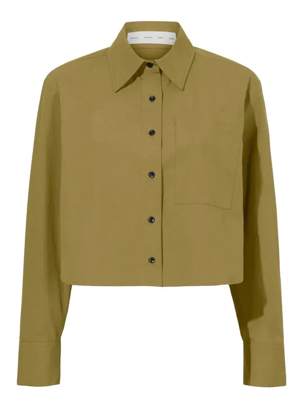 Proenza Schouler White Label Long-sleeve Cropped Poplin Shirt - Green