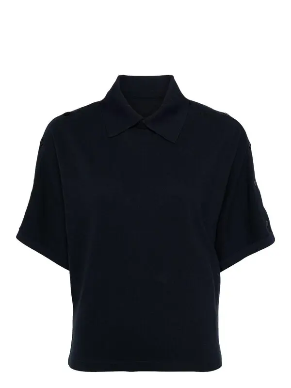 SYSTEM Asymmetric Cotton Polo Shirt - Blue