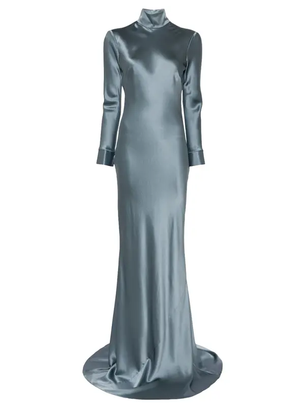 Michelle Mason Long Sleeve Gown - Blue