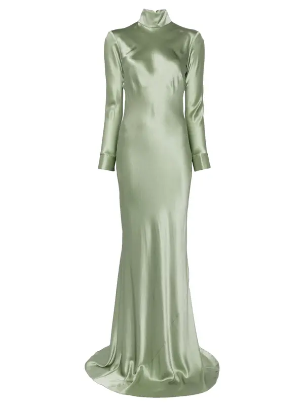 Michelle Mason Long Sleeve Gown - Green