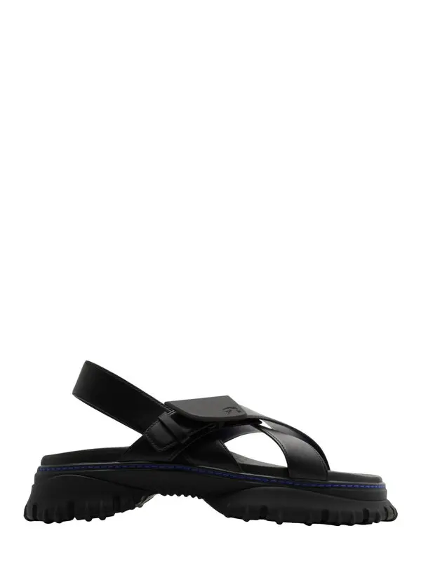 Burberry Crossover-straps Leather Sandals - Black