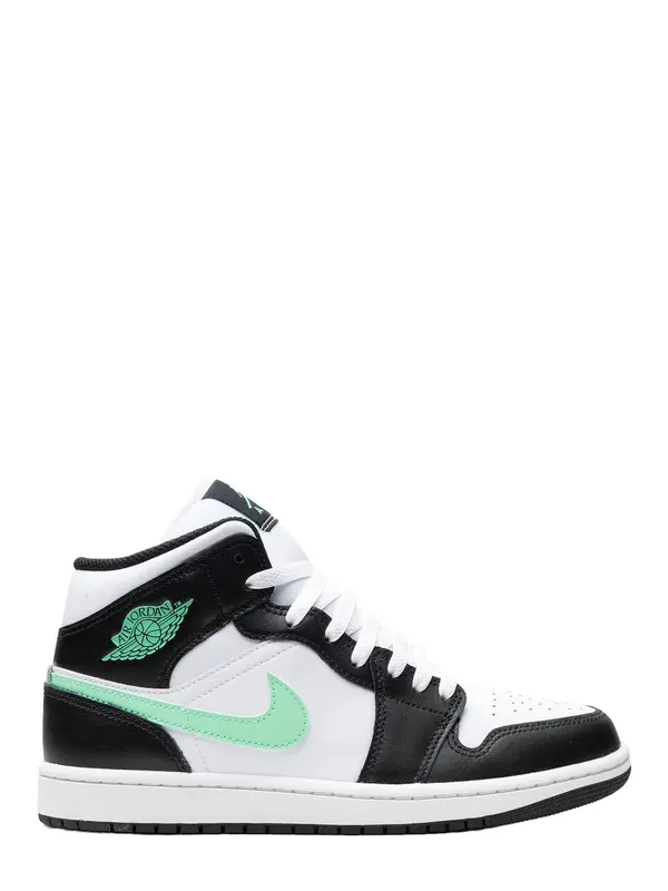 JORDAN Air 1 Mid Green Glow Sneakers - Black