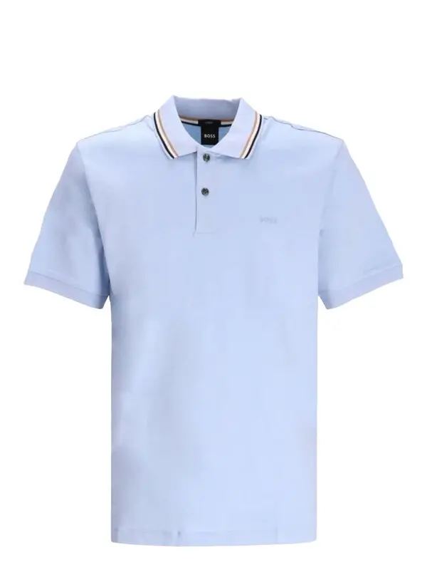 BOSS Stripe-trimmed Cotton Polo Shirt - Blue