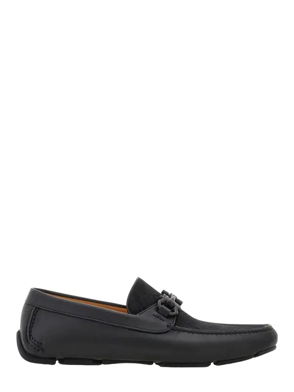 FERRAGAMO Gancini-jacquard Leather Loafers - Black