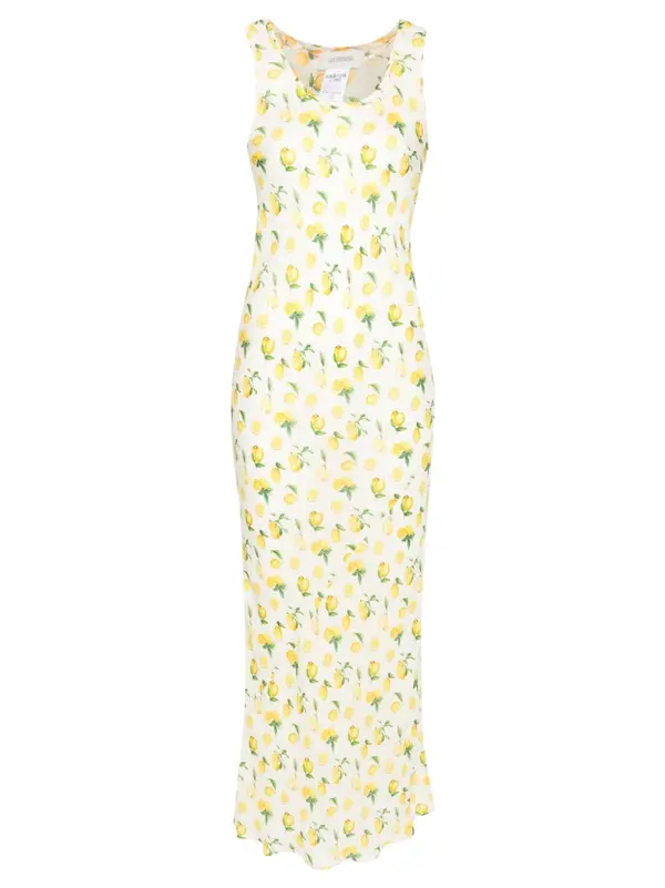 Sportmax Tonale Lemon-print Maxi Dress - Neutrals