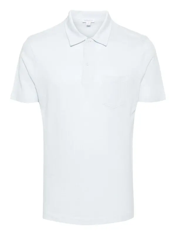 Sunspel Riviera Mesh Polo Shirt - Blue