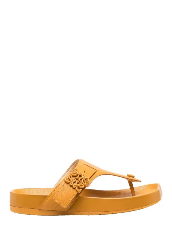 Loewe Logo-plaque Leather Flip Flops - Yellow