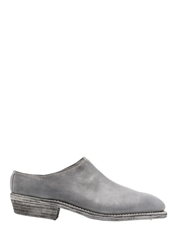 Guidi Grained Leather Mules - Grey