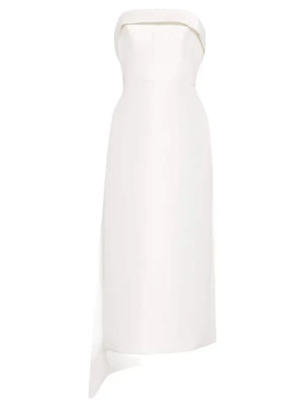 Amsale Strapless Watteau-back Dress - White
