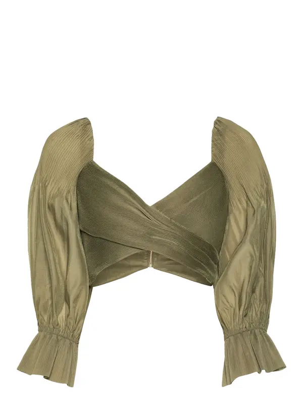 Zimmermann Plissé Cropped Top - Green