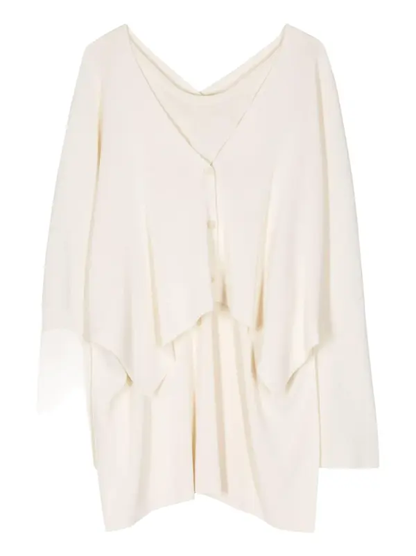 Isabel Benenato Layered V-neck Cardigan - Neutrals