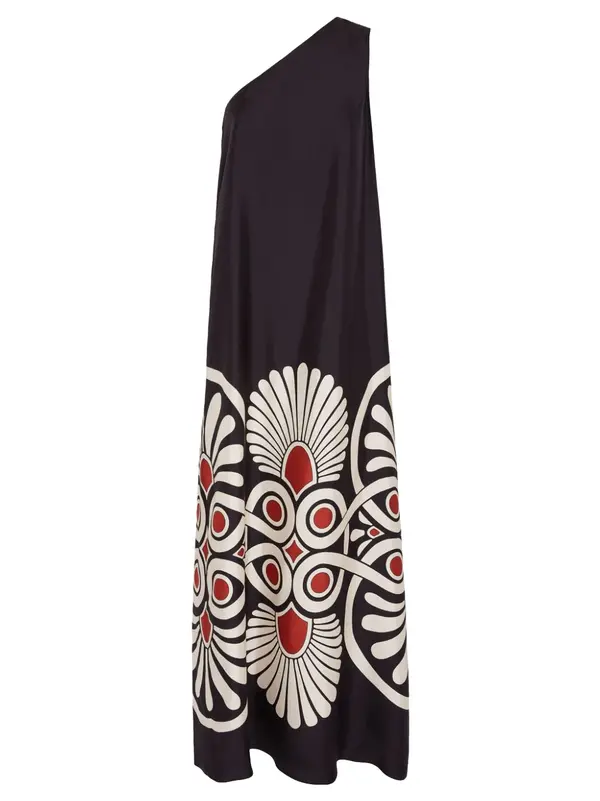 La DoubleJ Roy Geometric-print Silk Dress - Black