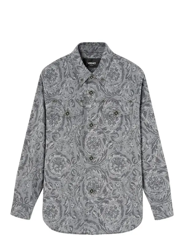 Versace Barocco Jacquard Gabardine Overshirt - Grey