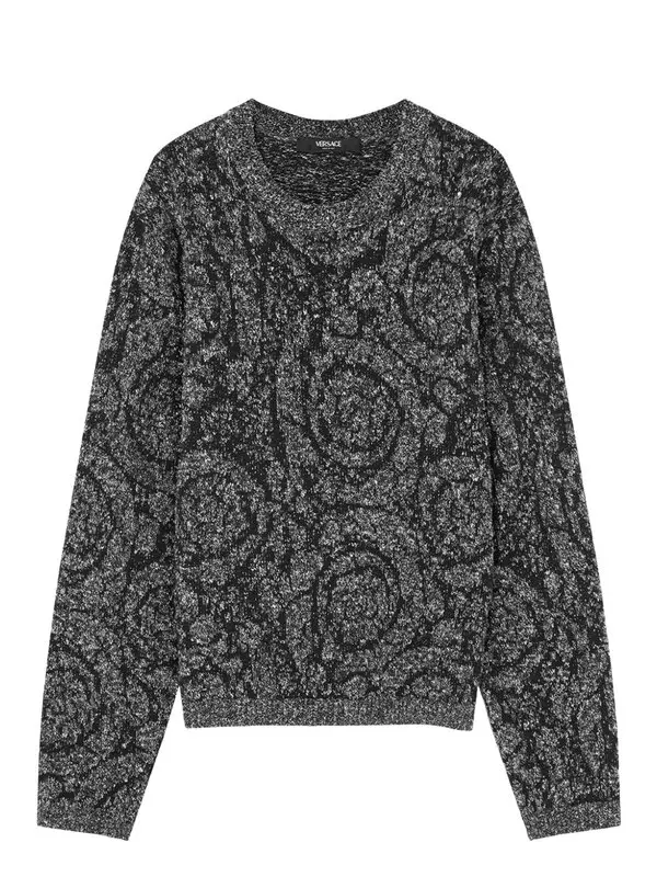 Versace Barocco Cable-knit Sweater - Black