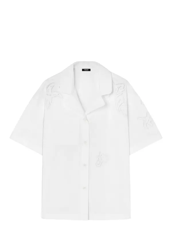 Versace Sangallo-embroidered Cotton Shirt - White