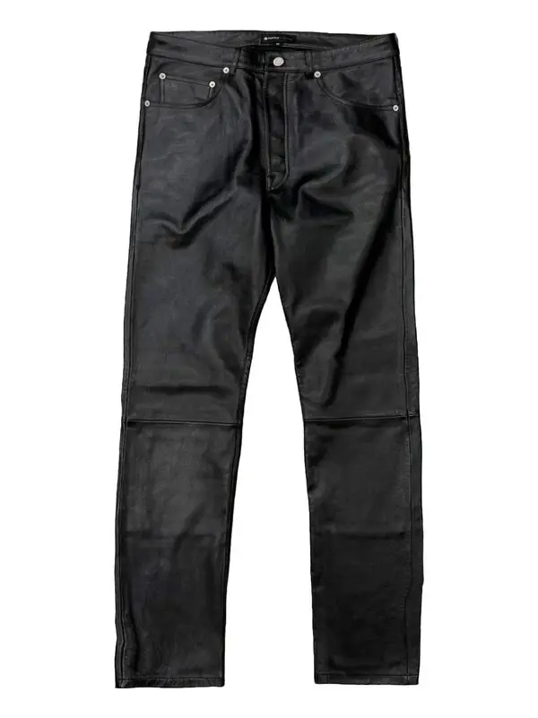 PURPLE BRAND Straight-leg Leather Trousers - Black