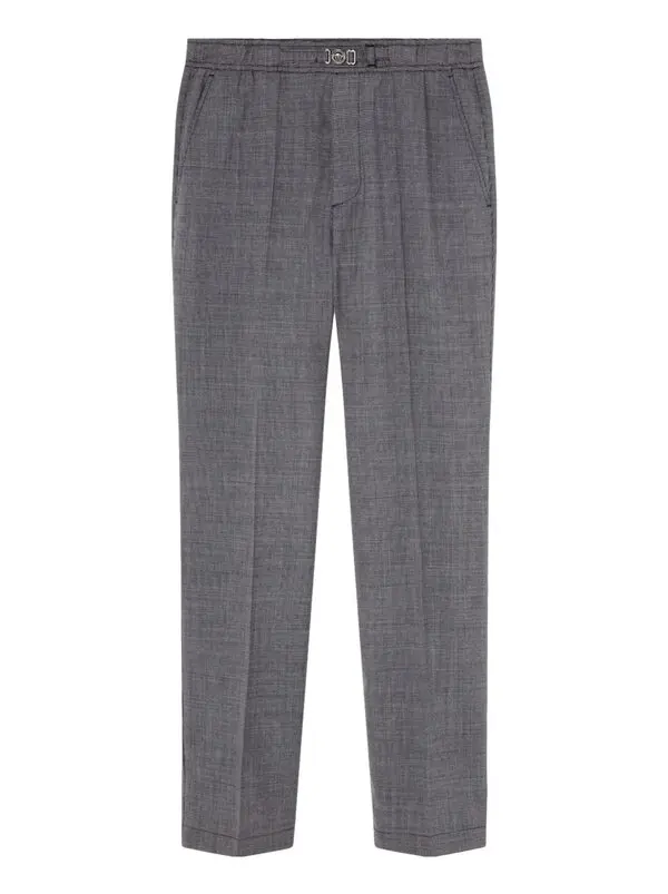 Versace Houndstooth Wool Trousers - Grey
