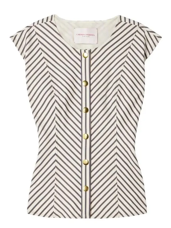Carolina Herrera Paneled Striped Twill Top - Multi