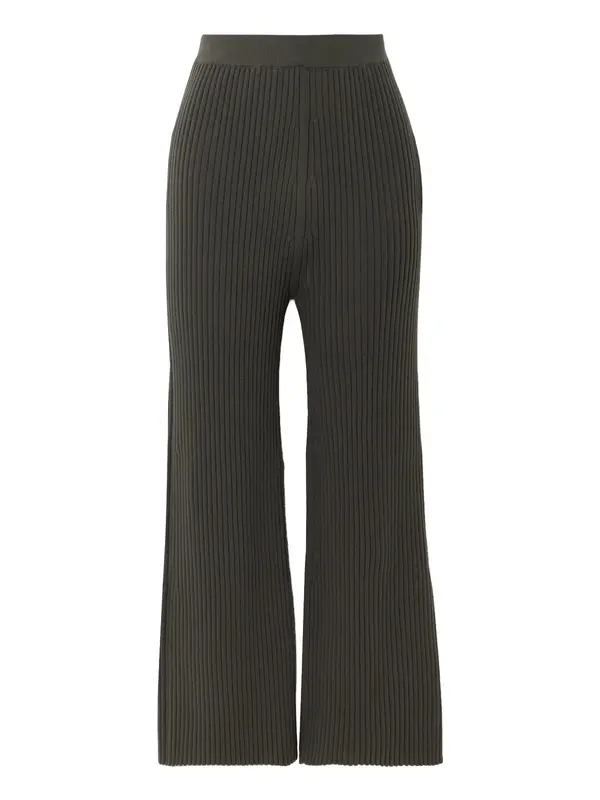 LAUREN MANOOGIAN Column Ribbed Straight-leg Pants - Gray