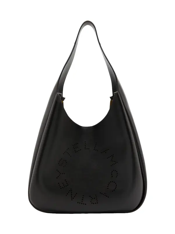 Stella McCartney Logo Faux Leather Shoulder Bag - Black