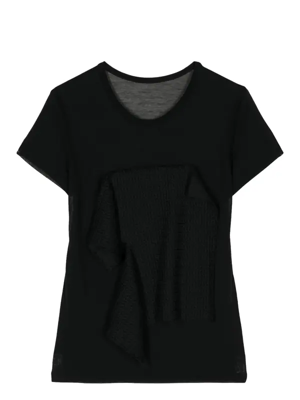 Y’s Draped-panel Cotton T-shirt - Black