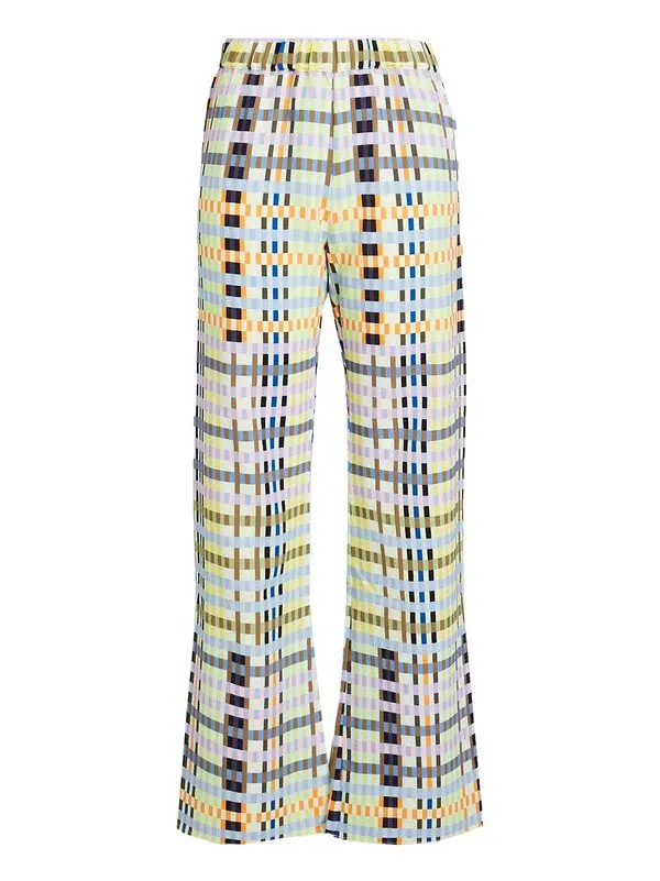 Stine Goya Marc Checked Crepe Flared Pants - Light Green