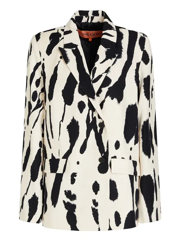 Stine Goya Steely Printed Cotton-tweed Blazer - Ecru