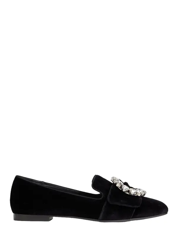 Dolce & Gabbana Jackie Embellished Velvet Loafers - Black