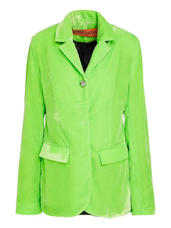 Stine Goya Archi Velvet Blazer - Bright Green