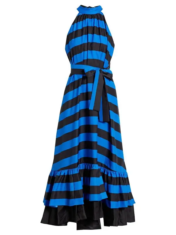 Alice + Olivia Jovie Striped Faille Maxi Dress - Royal Blue