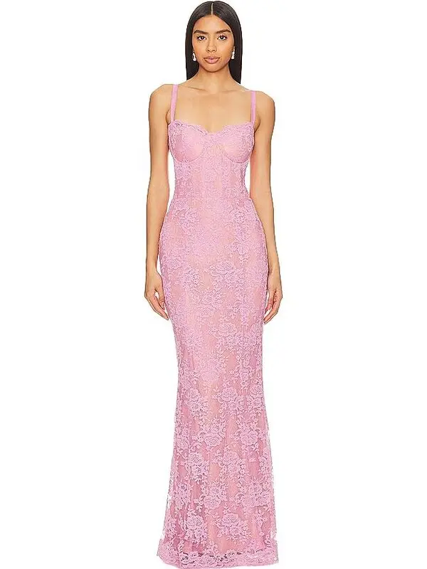 V. CHAPMAN Ruby Gown - Begonia Pink Lace