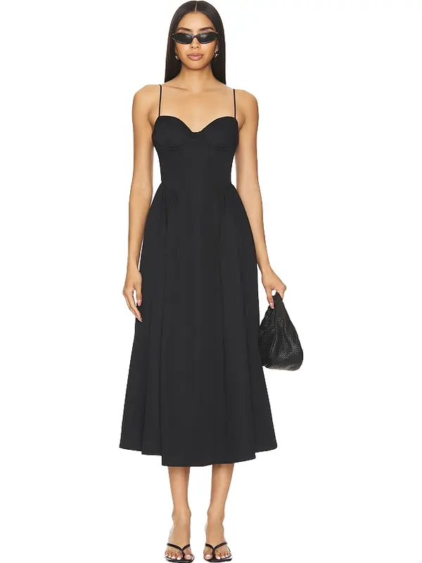 Astr The Label Bellamy Midi Dress - Black