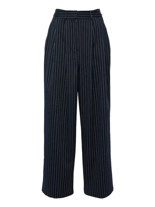 THE FRANKIE SHOP Ripley Pinstripe Twill Pants - Blue