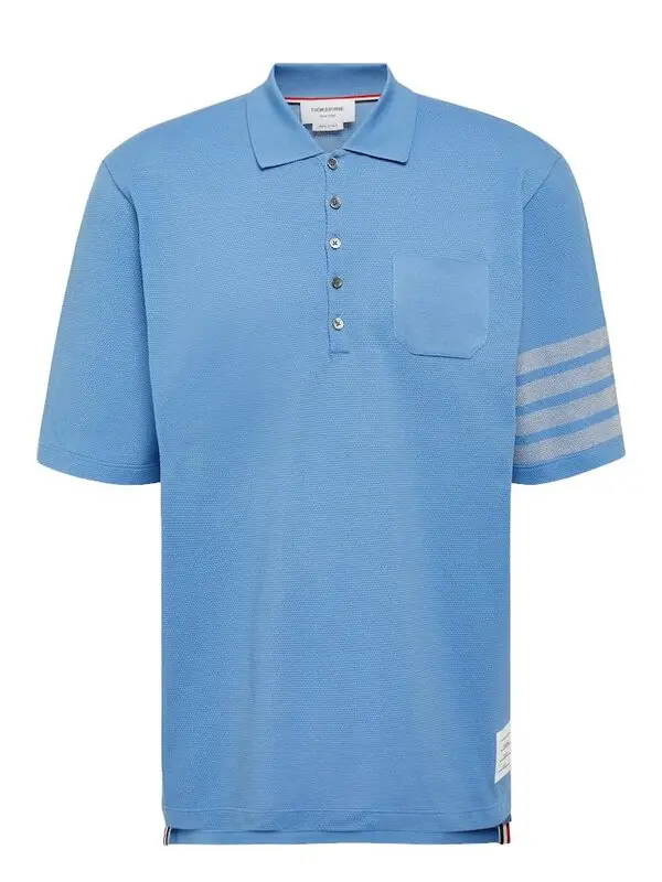Thom Browne 4-bar Cotton Piqué Polo Shirt - Blue